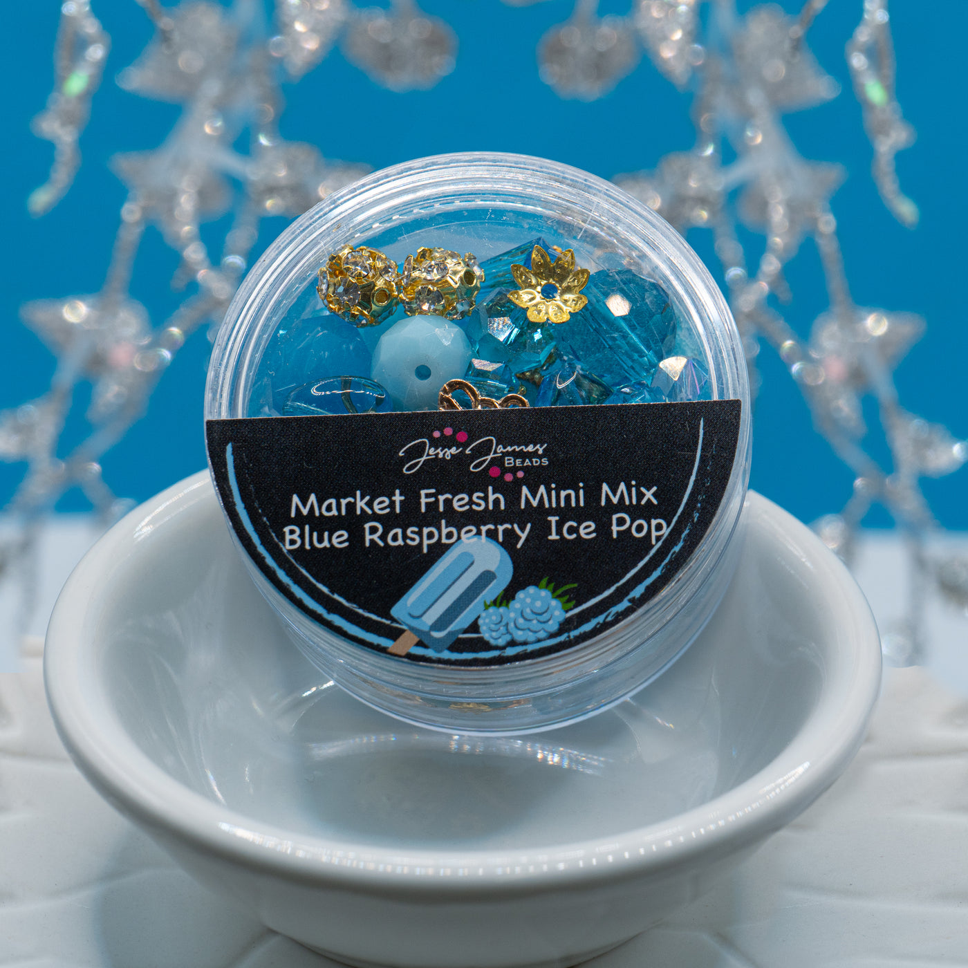 Mini Bead Mix in Blue Raspberry Ice Pop - Jesse James Beads