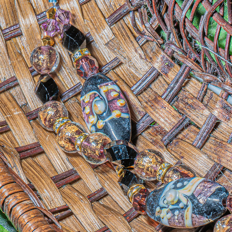 Lampwork Bead Strand Duo in Amber Night - Jesse James Beads