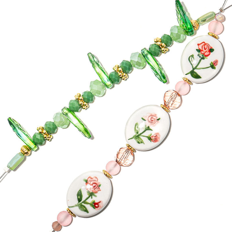 Ceramic Bead Strand Duo in Painted Roses - Jesse James Beads