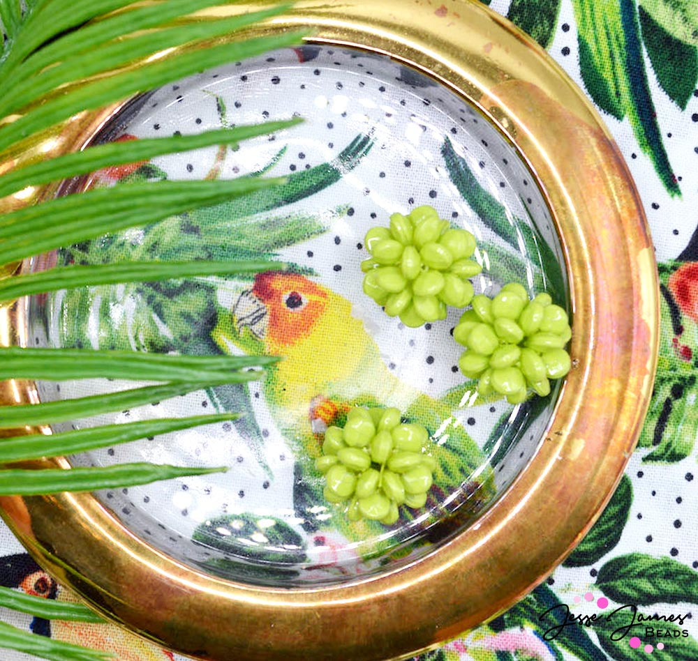 Beaded Bead Pair in Giant Green Anemone - Jesse James Beads