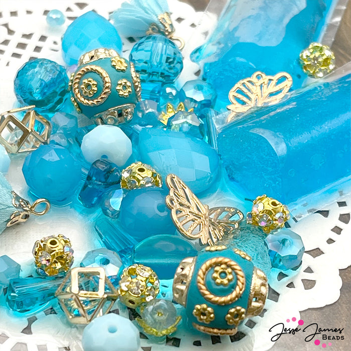 Mini Bead Mix in Blue Raspberry Ice Pop - Jesse James Beads