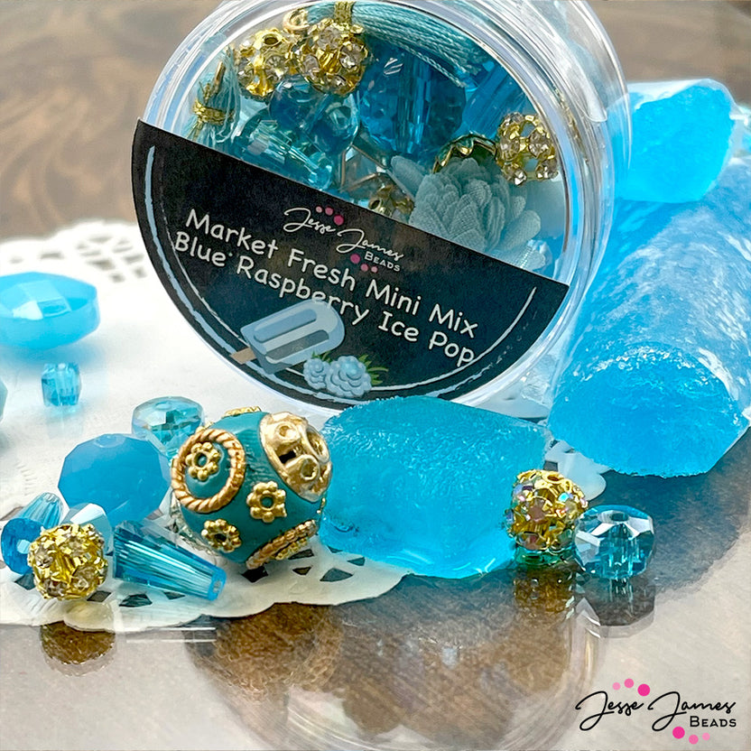Mini Bead Mix in Blue Raspberry Ice Pop - Jesse James Beads