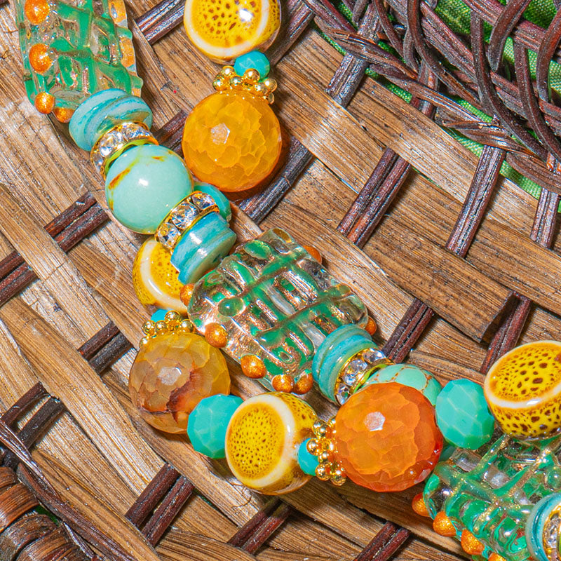 Lampwork Bead Strand Duo in Orange Grove - Jesse James Beads