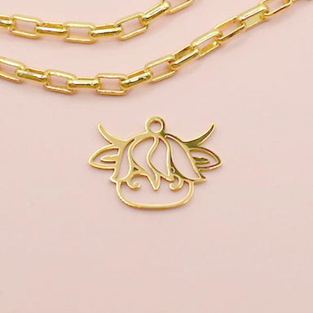 Highland Cow Gold Charm - Jesse James Beads