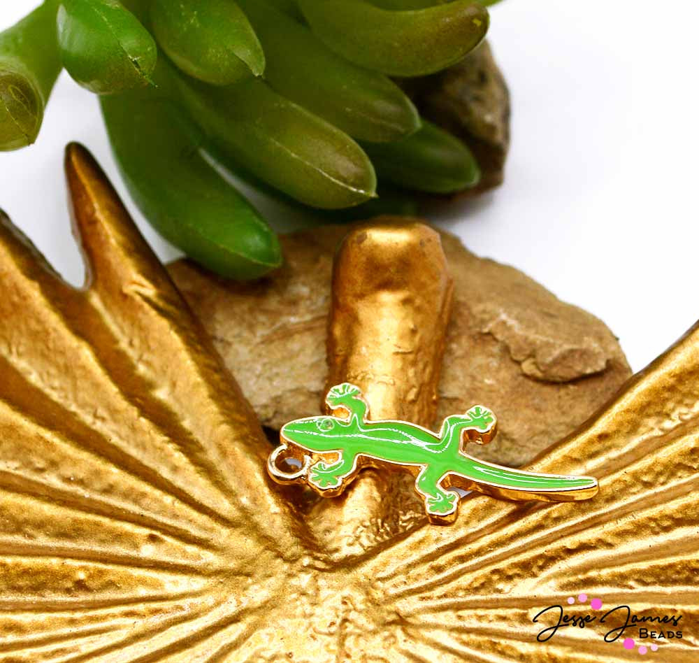 JPhresh Designs Lime Gecko Charm- Jesse James Beads