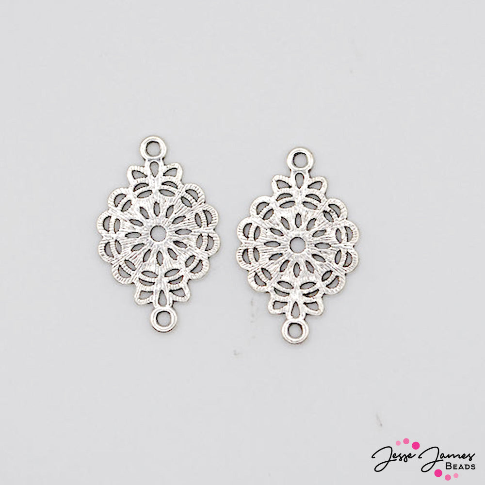 2 connectors per set. These adorable connectors feature a bright silver ...