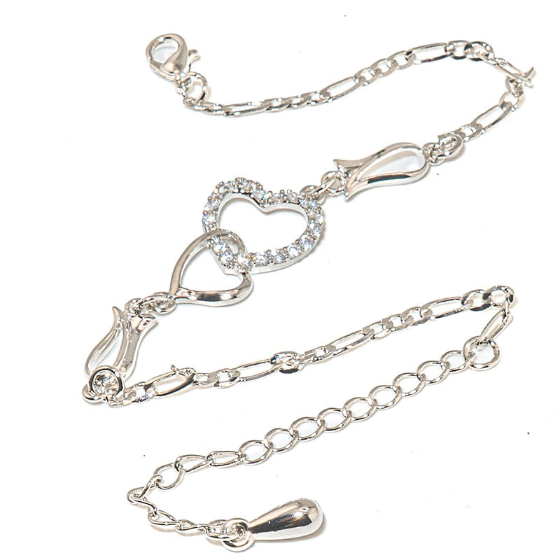 Platinum Heart-to-Heart Link Bracelet - Jesse James Beads