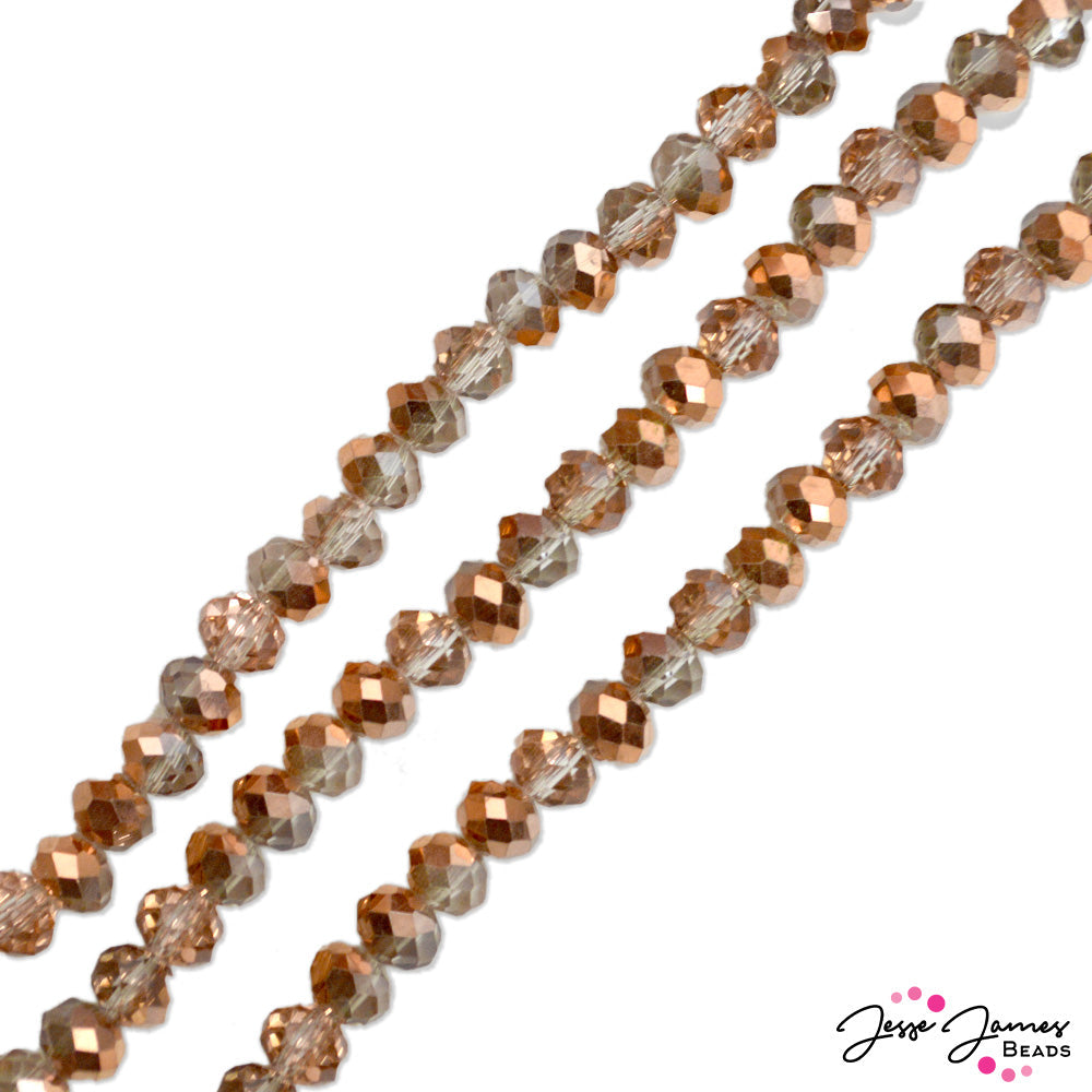 Thunder Polish Glass Strand 6x4mm in Copperhead - Jesse James Beads