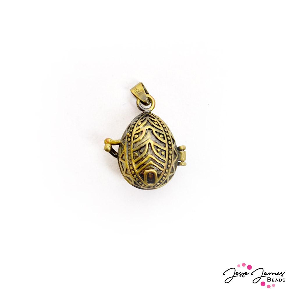 Bronze Metal Pysanka Locket - Jesse James Beads