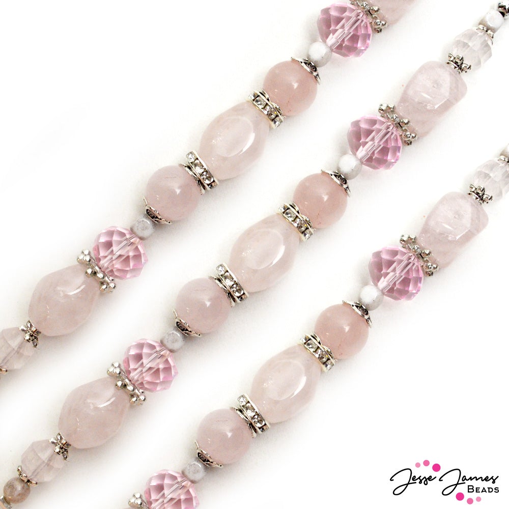 Chunky Chakra Strand in Rose Quartz Heart - Jesse James Beads