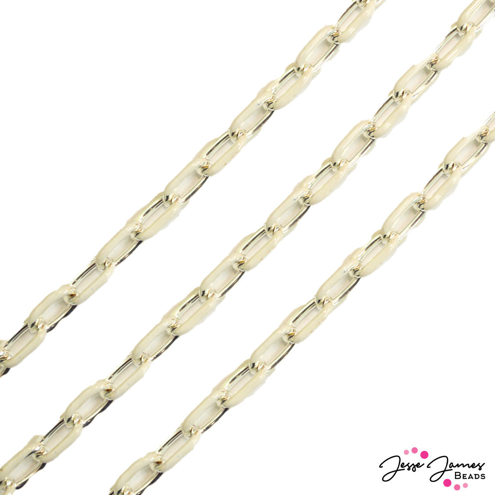 JJB Enamel Paperclip Chain in Coconut Milk - Jesse James Beads