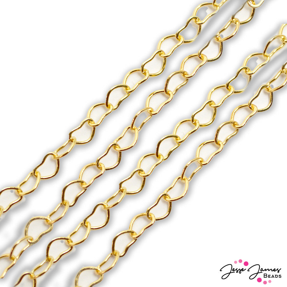 Lovely Heart Chain in Gold - Jesse James Beads