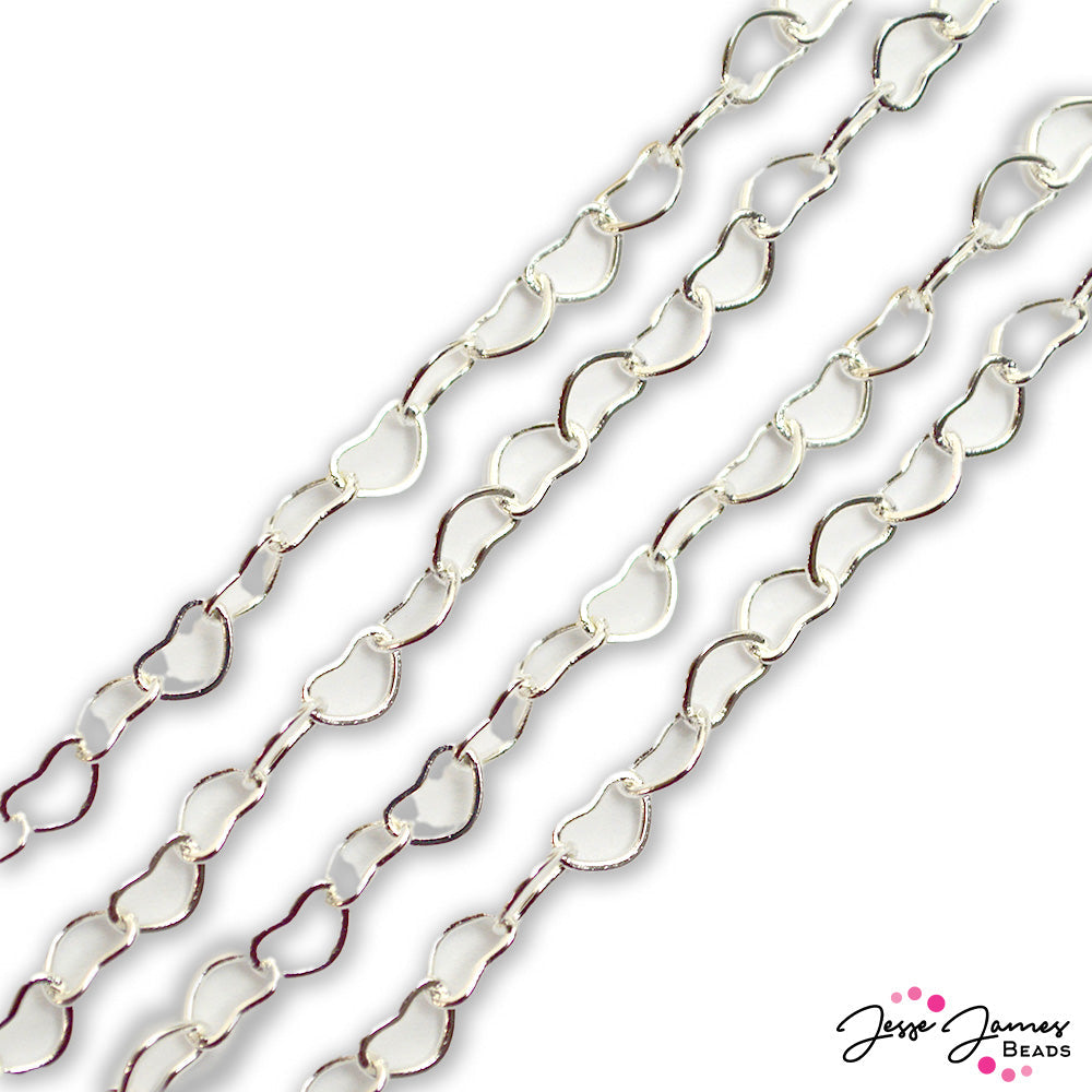 Lovely Heart Chain in Silver - Jesse James Beads
