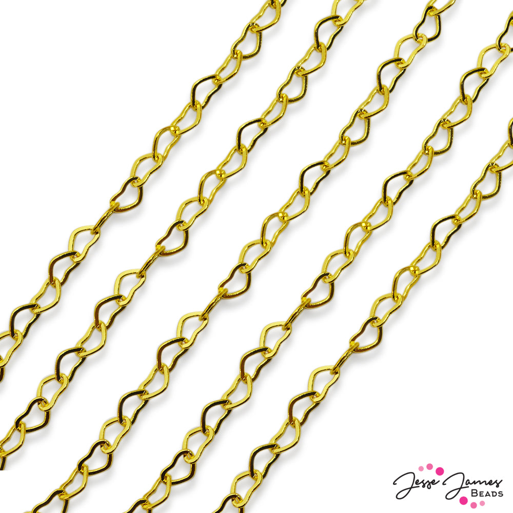 Metal Chain in Heart of Gold - Jesse James Beads