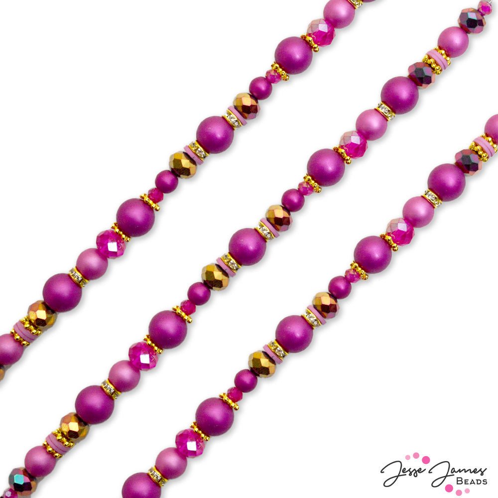 Pantone Pearl Bead Strand in Rose Violet - Jesse James Beads