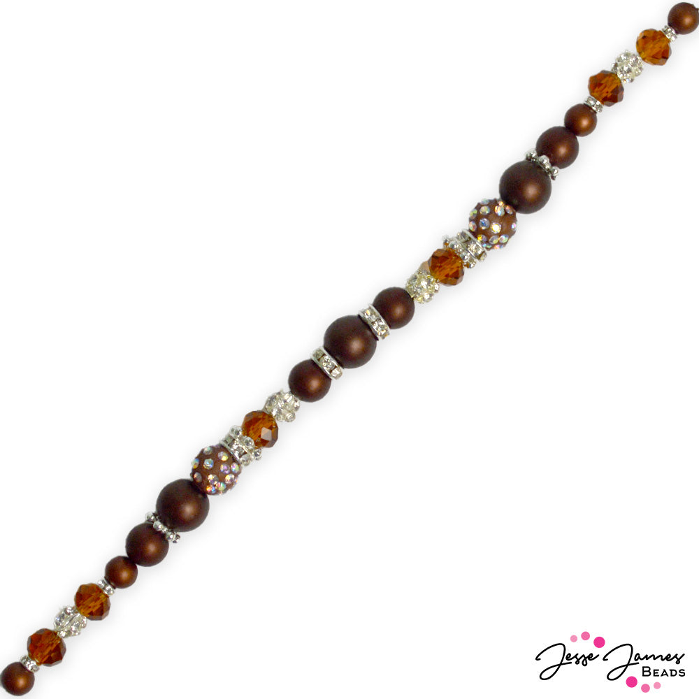 Pantone 2023/2024 Pearls Bead Strand in Hot Fudge - Jesse James Beads