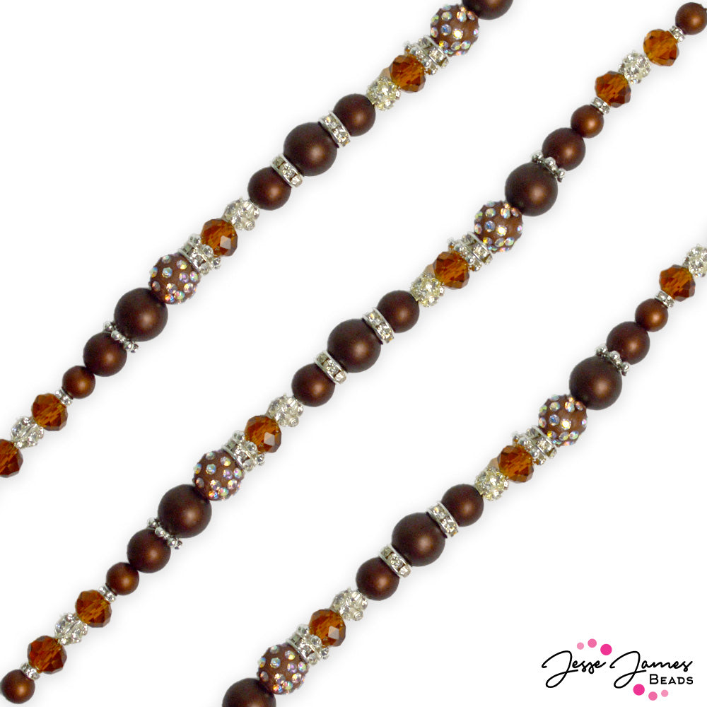 Pantone 2023/2024 Pearls Bead Strand in Hot Fudge - Jesse James Beads
