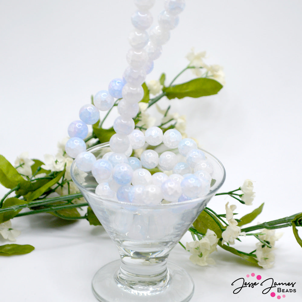 Partly Cloudy Periwinkle Glass Bead Strand - Jesse James Beads